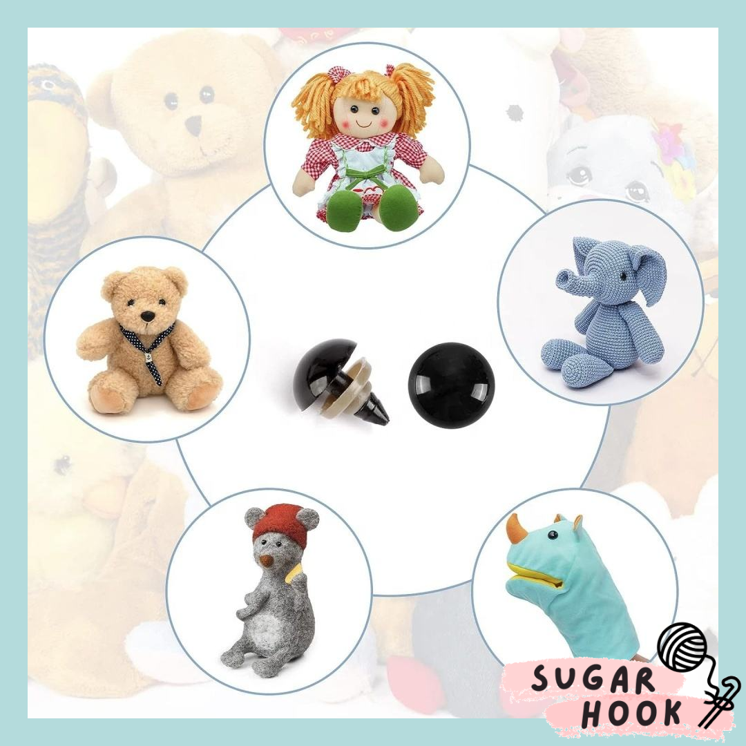 Safety Eyes mata boneka amigurumi bulat hitam | Sugar Hook – Sugar Hook