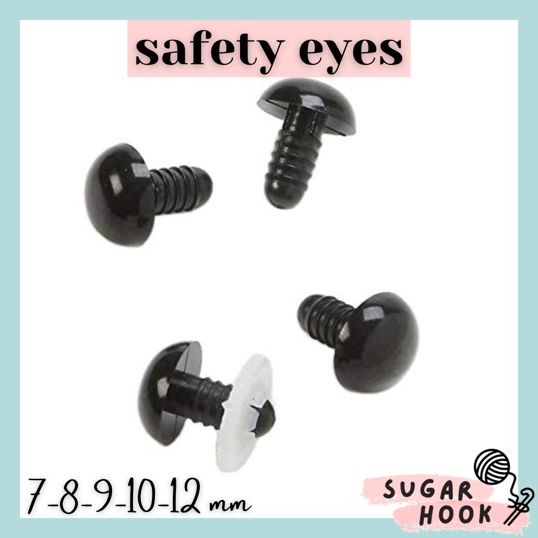 Safety Eyes mata boneka amigurumi bulat hitam | Sugar Hook – Sugar Hook